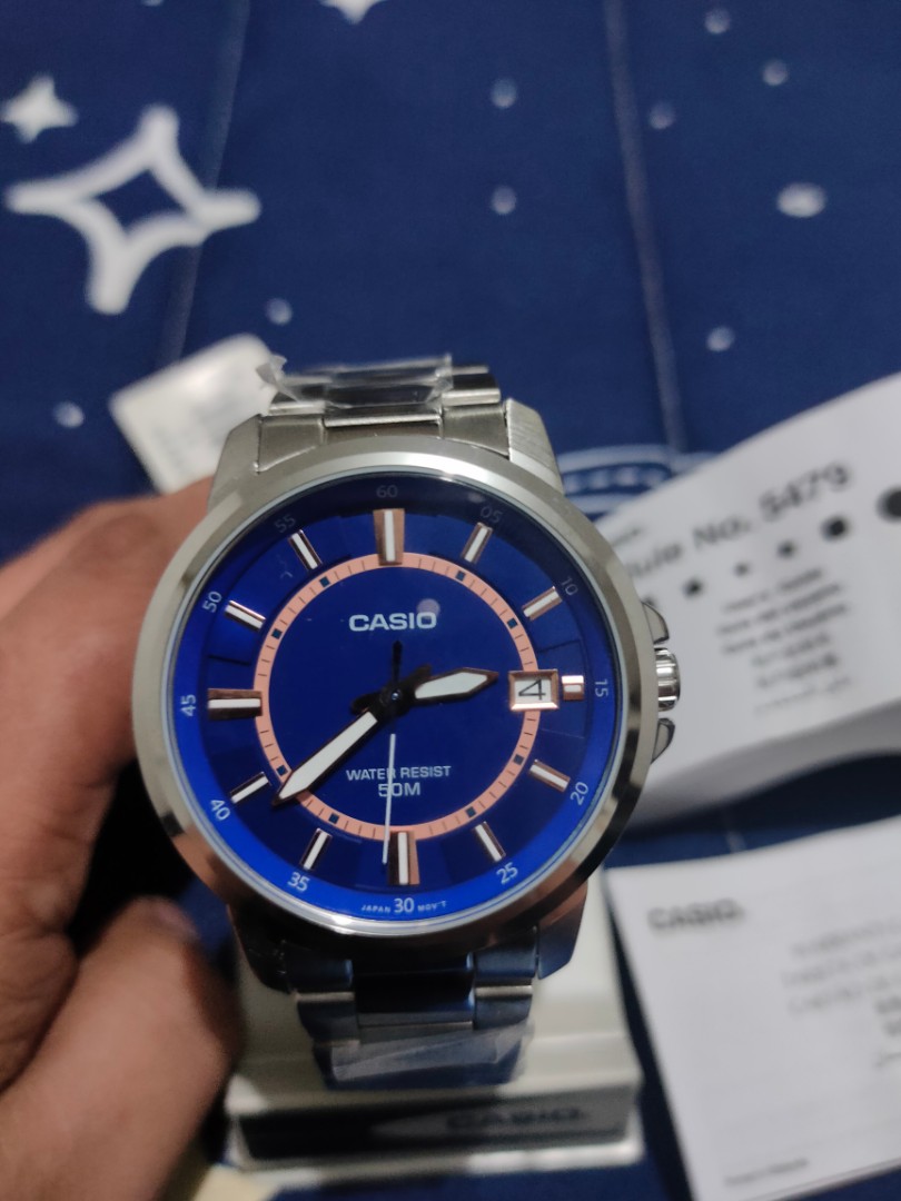 Casio Steel Blue Analog for Men, Men's Fashion, Watches & Accessories ...