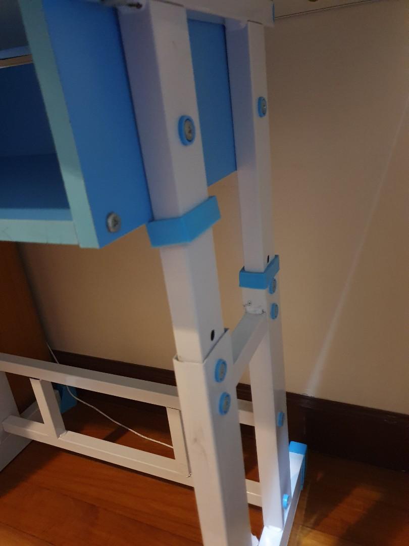 Children kids boys study table and chair blue color height adjustable ...