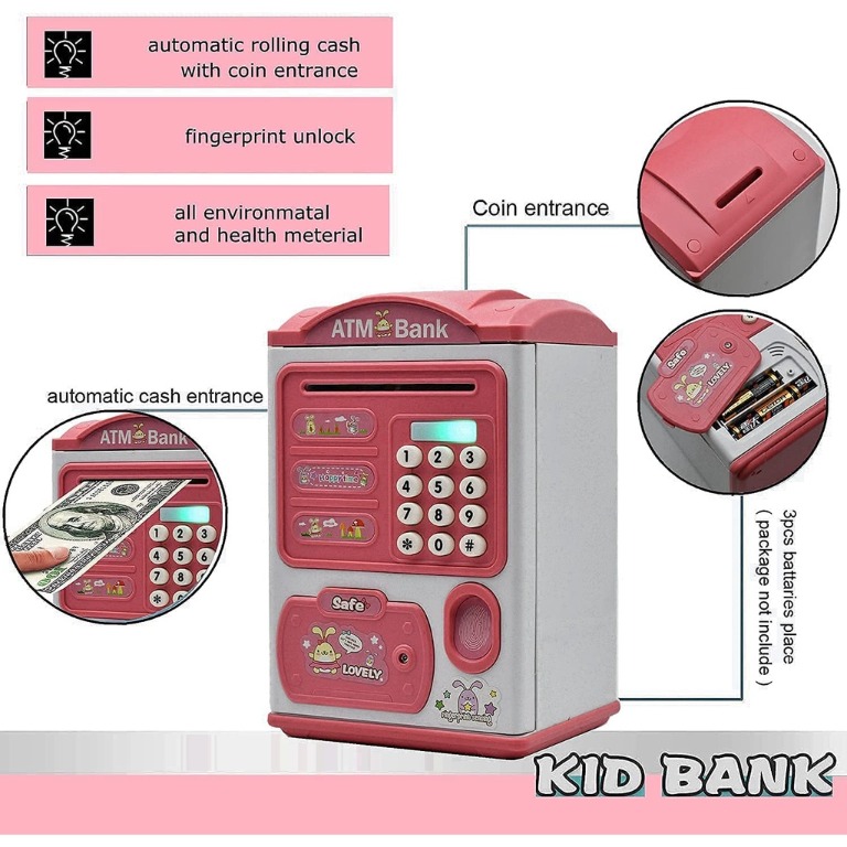 Children's Saving ATM Saving box Pig Bank Electronic Gift Bank Children ...