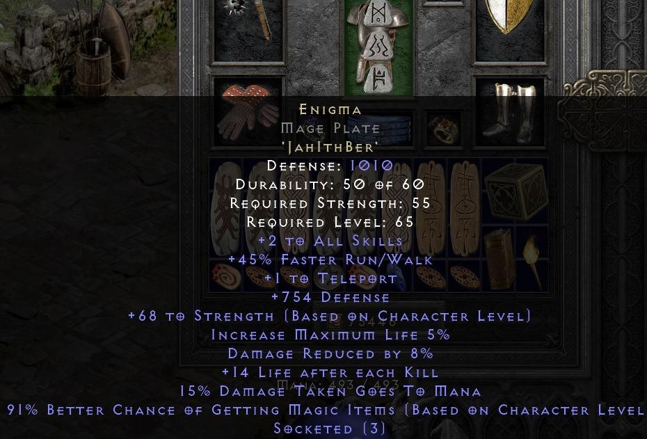 Diablo 2 Enigma Mage Plate 1010, Video Gaming, Gaming Accessories, In ...