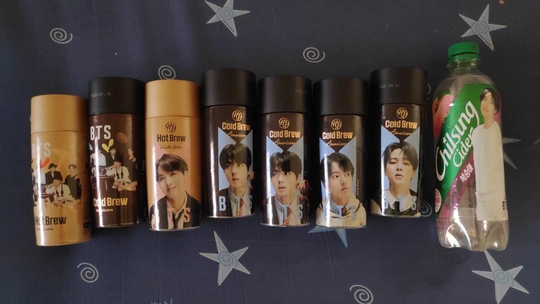 Empty BTS Coffee & Chillsung Bottles - All members, Jin, SUGA, j-hope ...