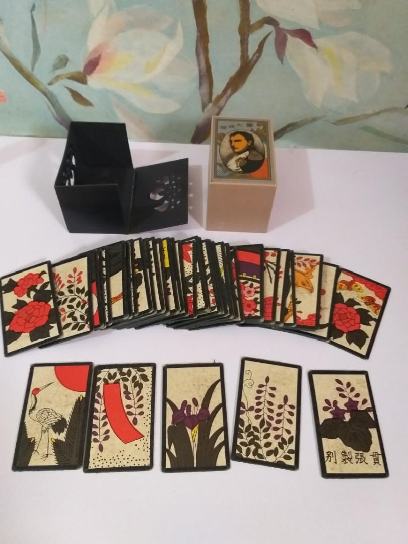 Hanafuda Nintendo Japanese playing cards Vintage Antique Complete 48pcs ...