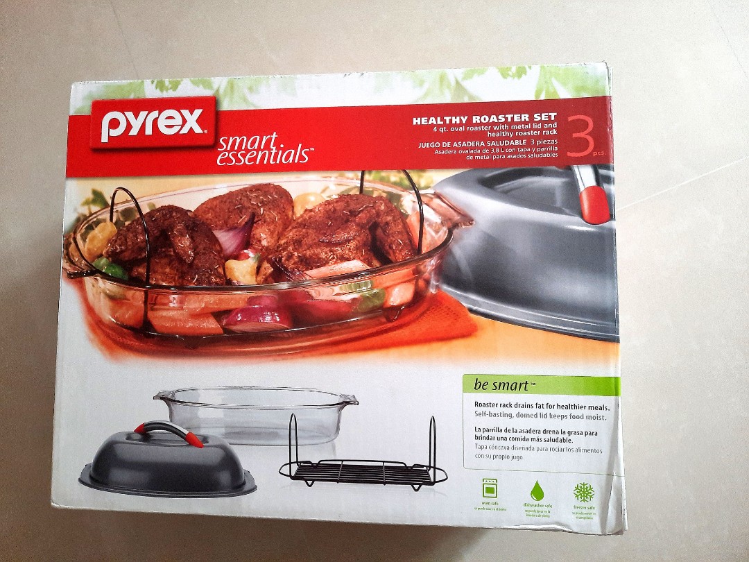 Pyrex Smart Essentials Healthy Roaster Set (New/ Oven Safe), TV & Home ...