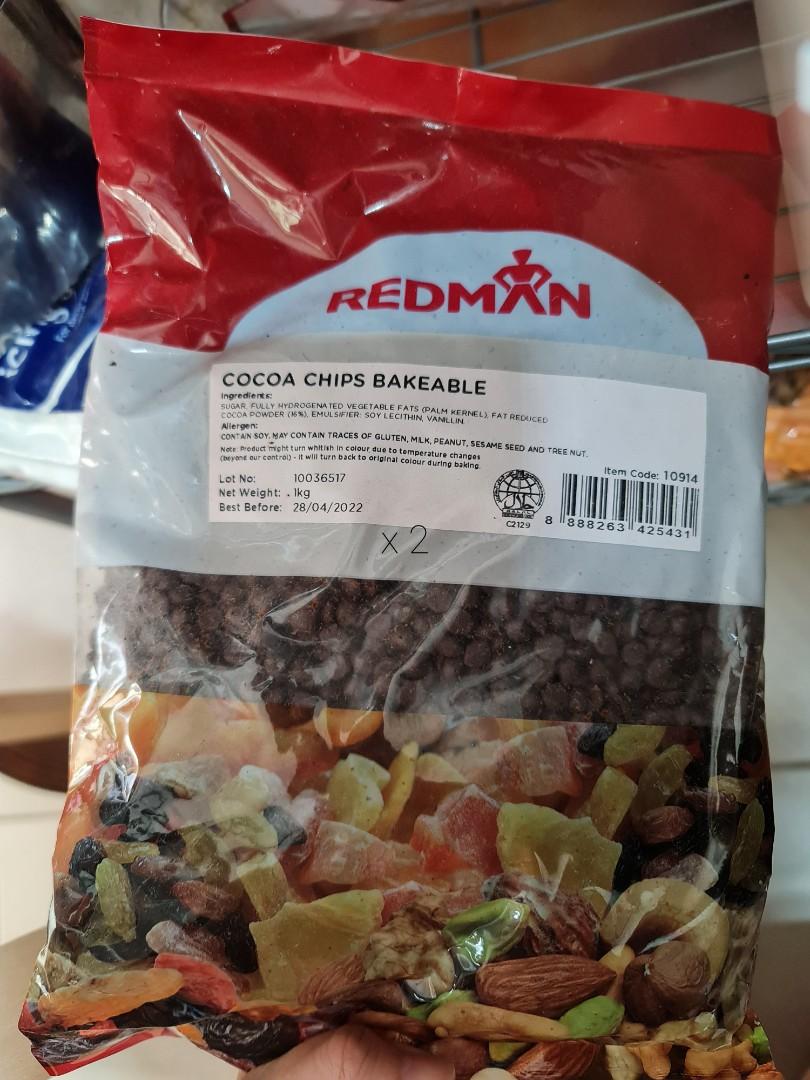 Redman Cocoa Chips Bakable 1kg, Food & Drinks, Homemade Bakes on Carousell