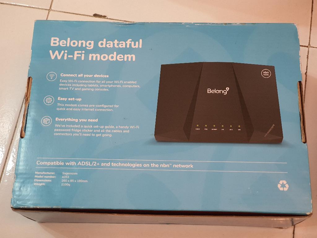 Sagemcom 4353 Belong Dataful Wi-Fi Modem, Computers & Tech, Parts ...