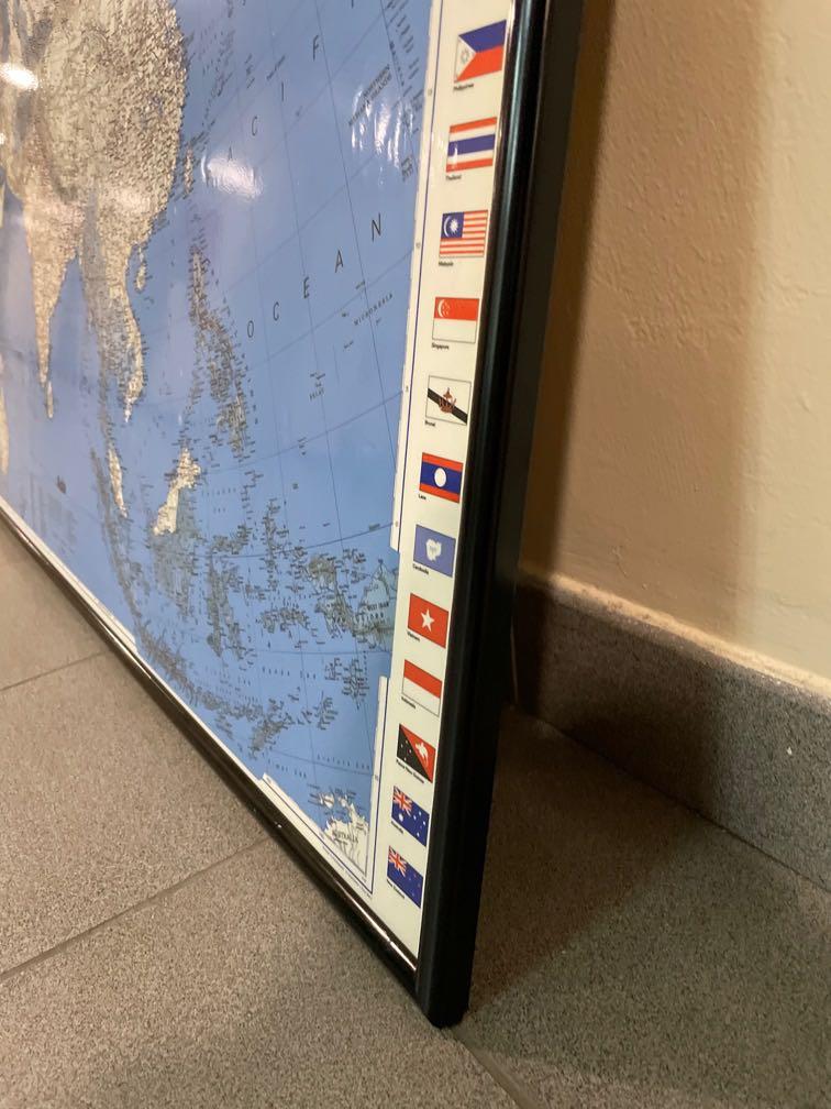 SouthEast Asia World Map Frame, Furniture & Home Living, Home Decor ...