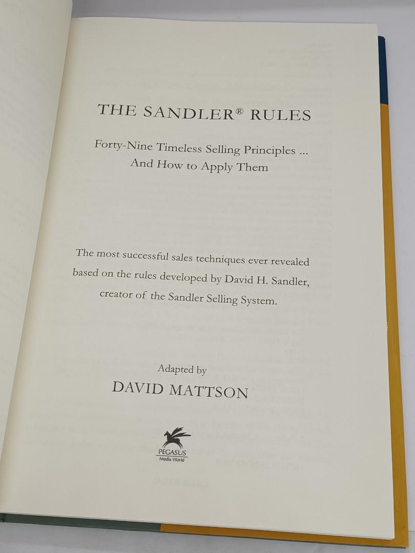 The Sandler Rules : 49 Timeless Selling Principles and How to Apply ...