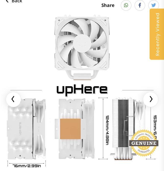 upHere White CPU Cooler with 6 Heat Pipes 120mm PWM Fan,230W TDP CPU ...