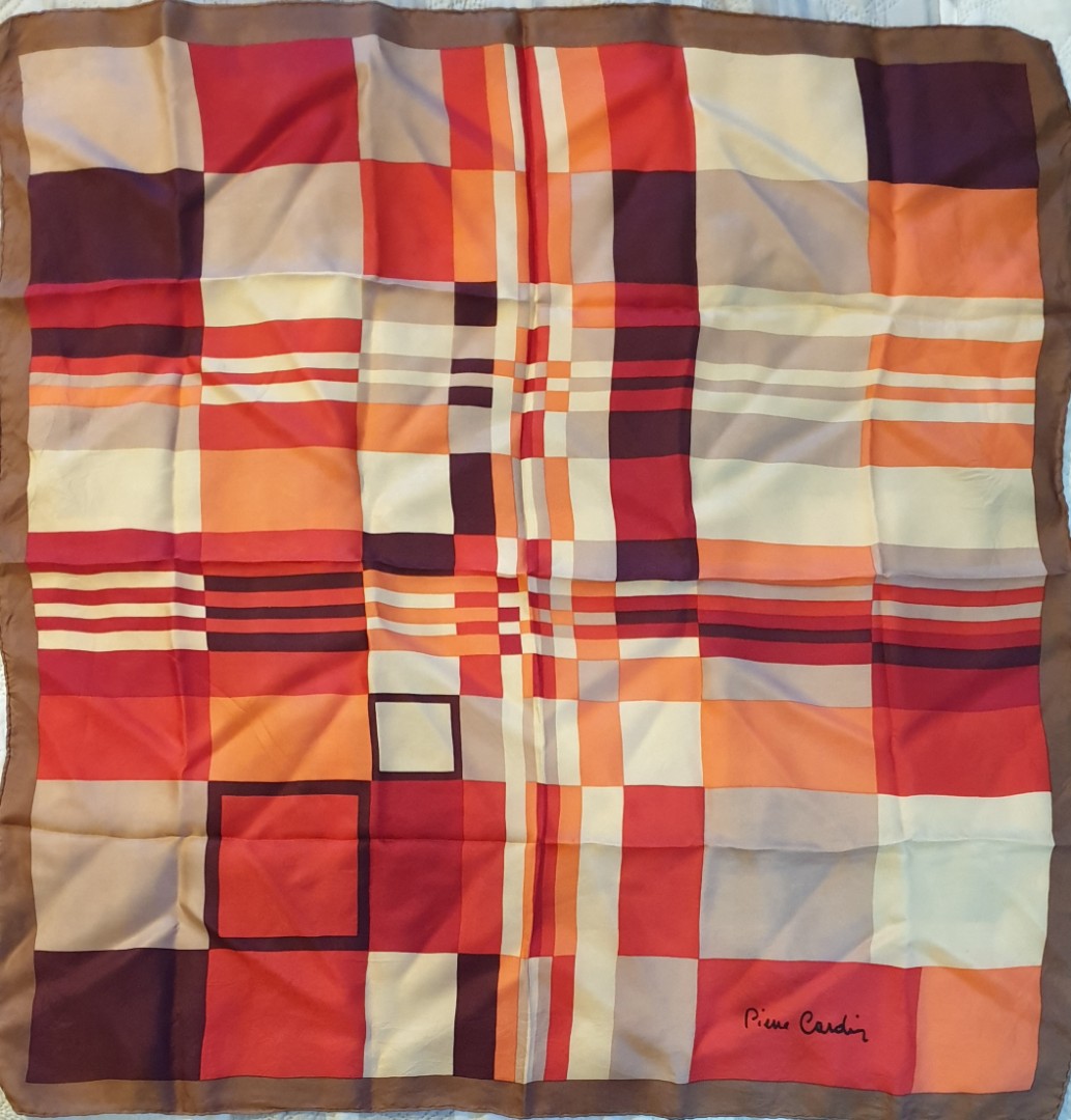 Vintage Pierre Cardin Silk Scarf Retro Pattern and Hand-rolled Edges ...