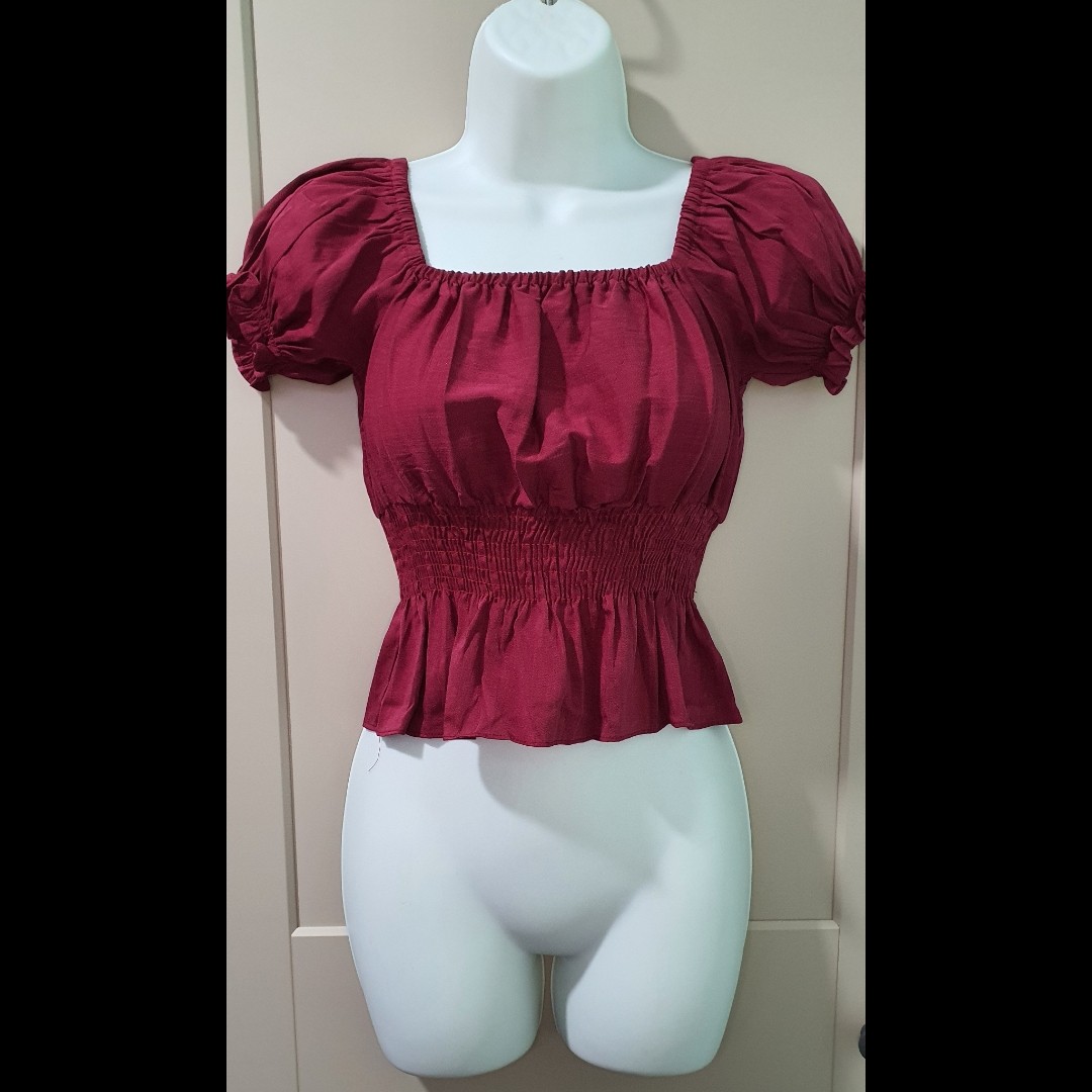 Wine Red Top, Women's Fashion, Tops, Blouses on Carousell