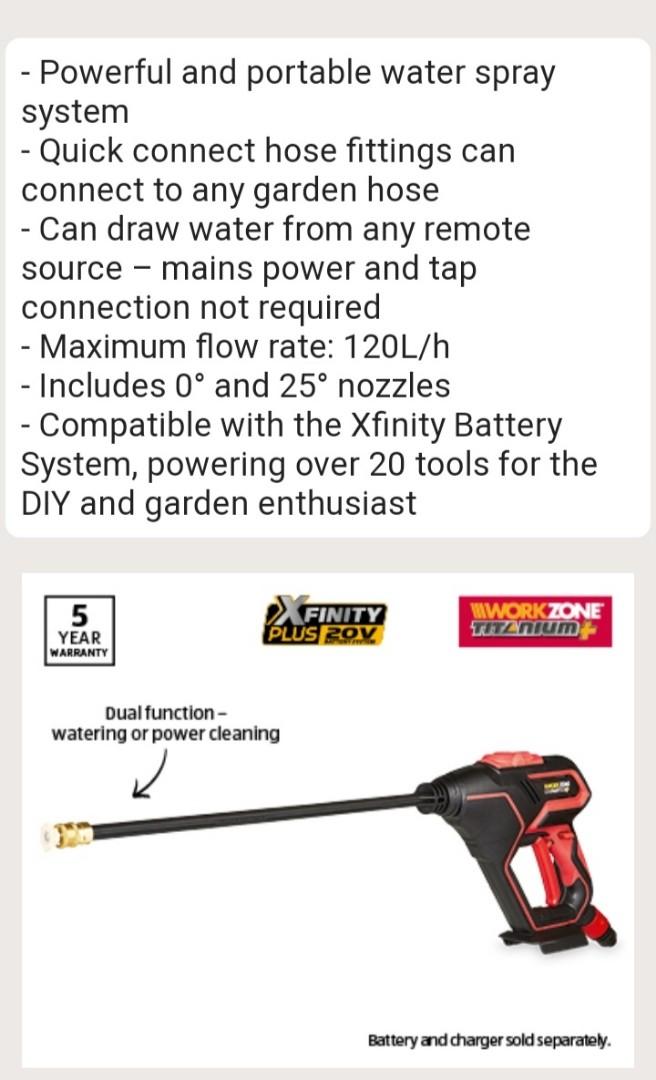 Workzone Cordless Portable Pressure Washer Spray Gun Skin, Furniture ...