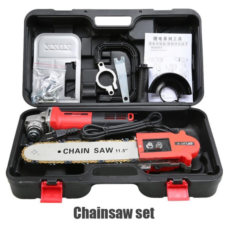 2-in-1 Angle Grinder with Chainsaw Converter Set 1020W, Commercial ...