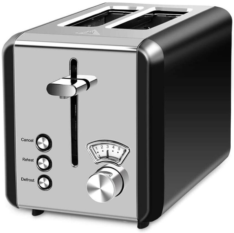 Aucma by MIC Compact Toaster Stainless Steel Toaster 2 Slice Wide Slot ...