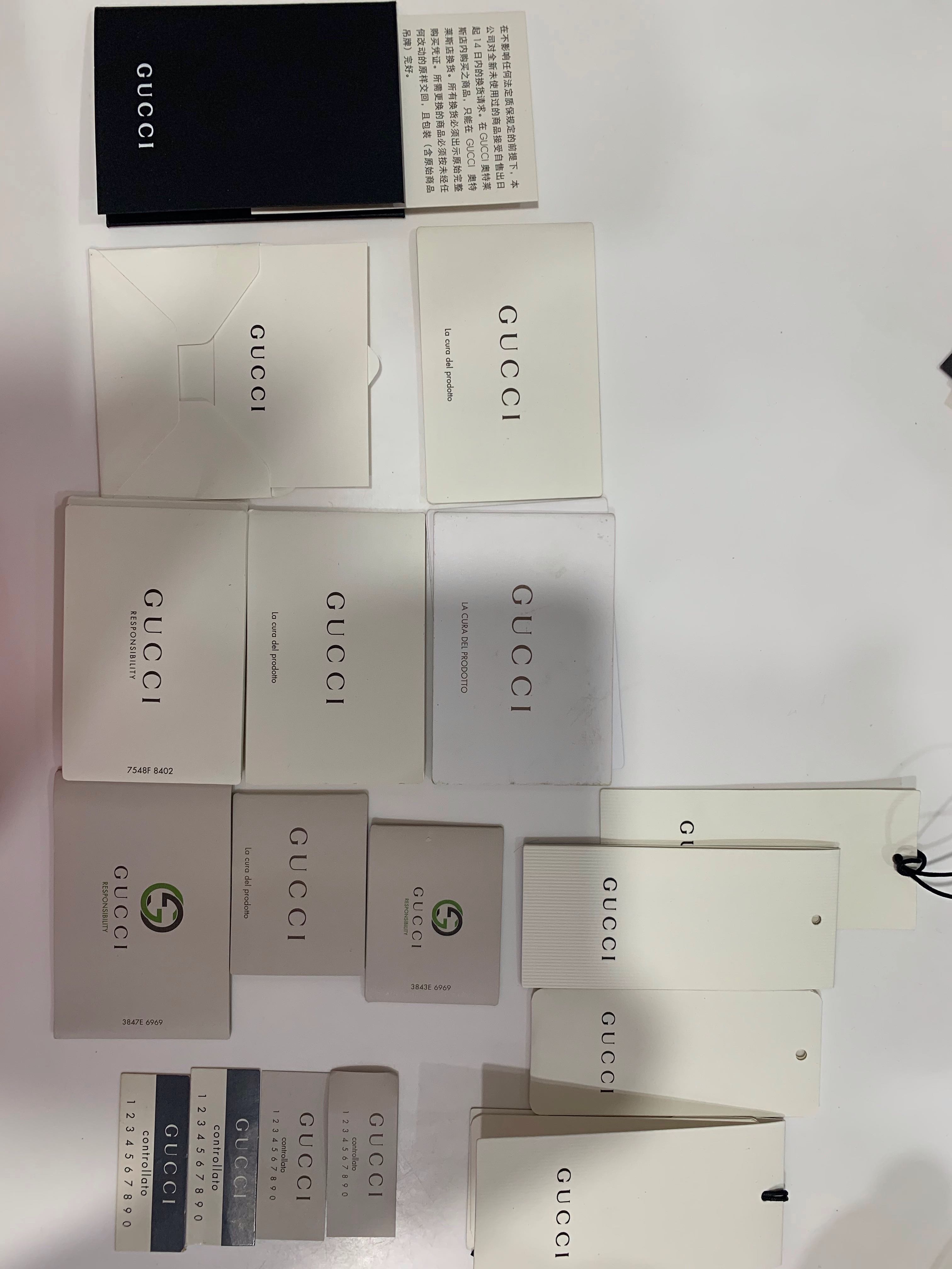 Authentic Gucci care cards and tags, Luxury, Accessories on Carousell