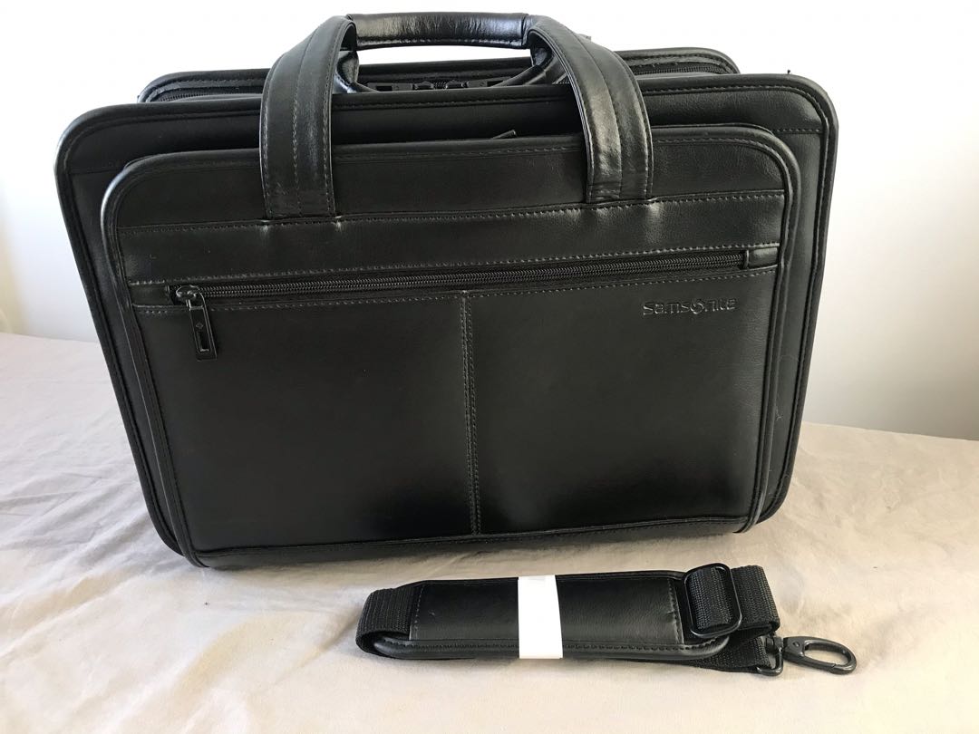 Authentic Samsonite Expandable Leather Briefcase Executive Office Bag ...