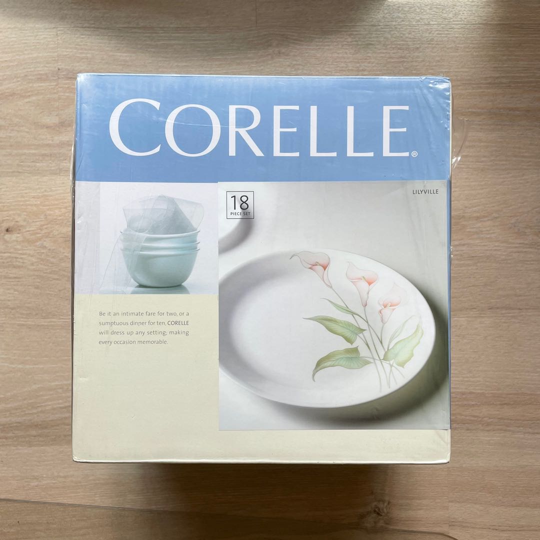 CORELLE 18-PC DINNER SET LILYVILLE, Furniture & Home Living ...