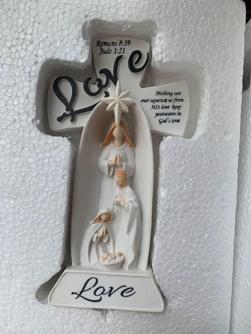 Cross Baby Jesus Sculpture + Scripture with Lights :), Furniture & Home ...
