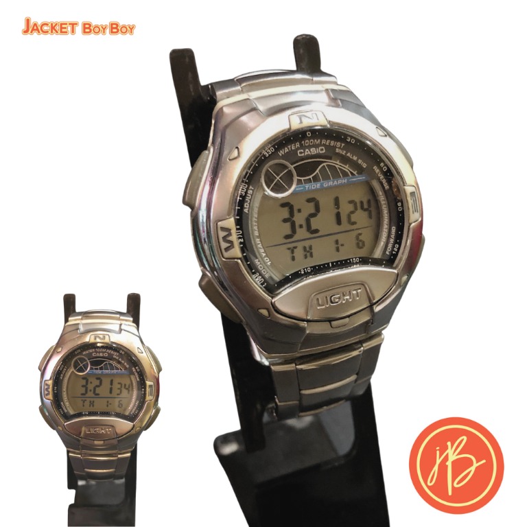 DIGITAL CASIO W-753D TIDE GRAPH SPORTS STAINLESS STEEL WATCH, Men's ...