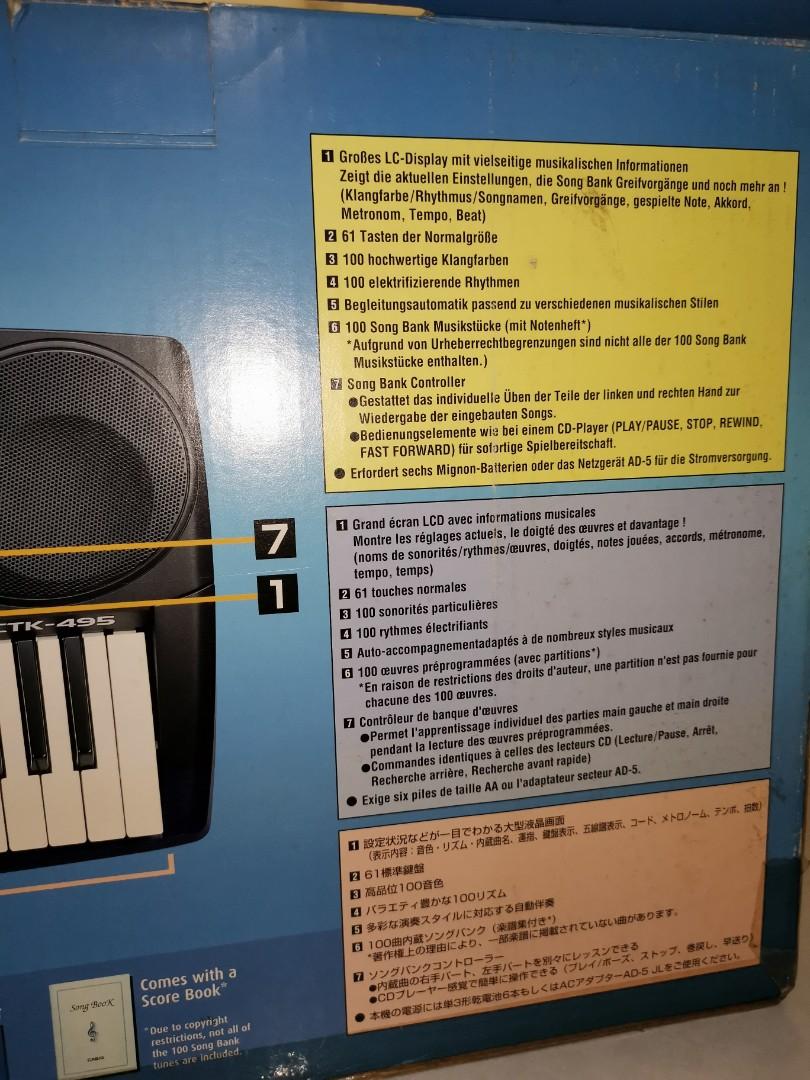 Electric keyboard Casio CTK-495, Hobbies & Toys, Music & Media, Musical ...