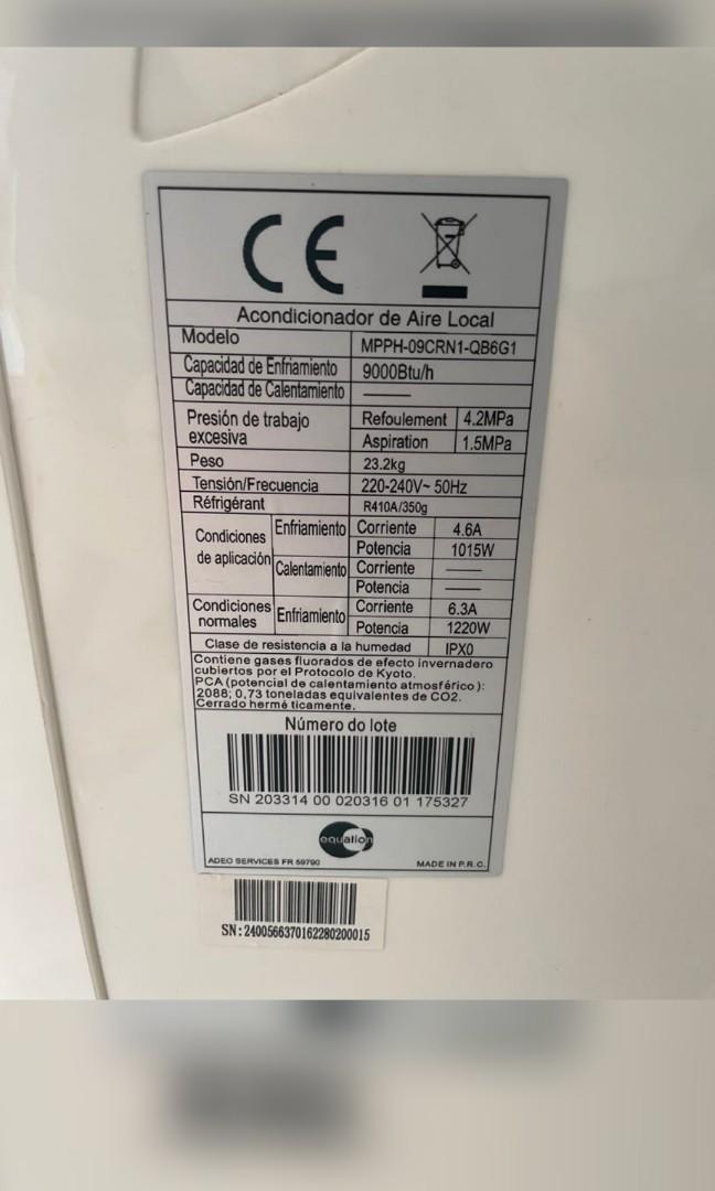 Equation portable aircon, TV & Home Appliances, Air Conditioners ...