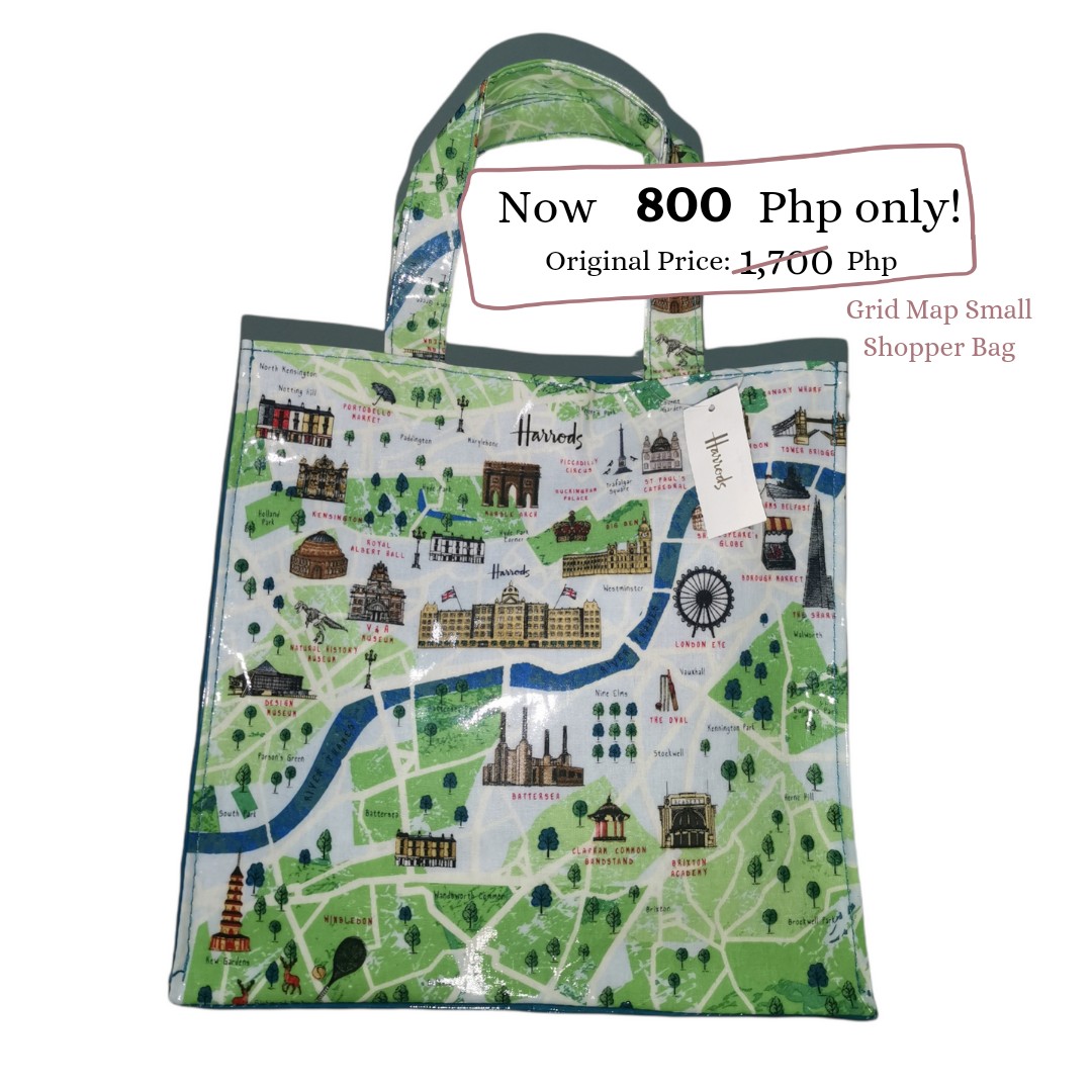 Harrods Original Grid Map Small Shopper Tote Bag, Women's Fashion, Bags ...