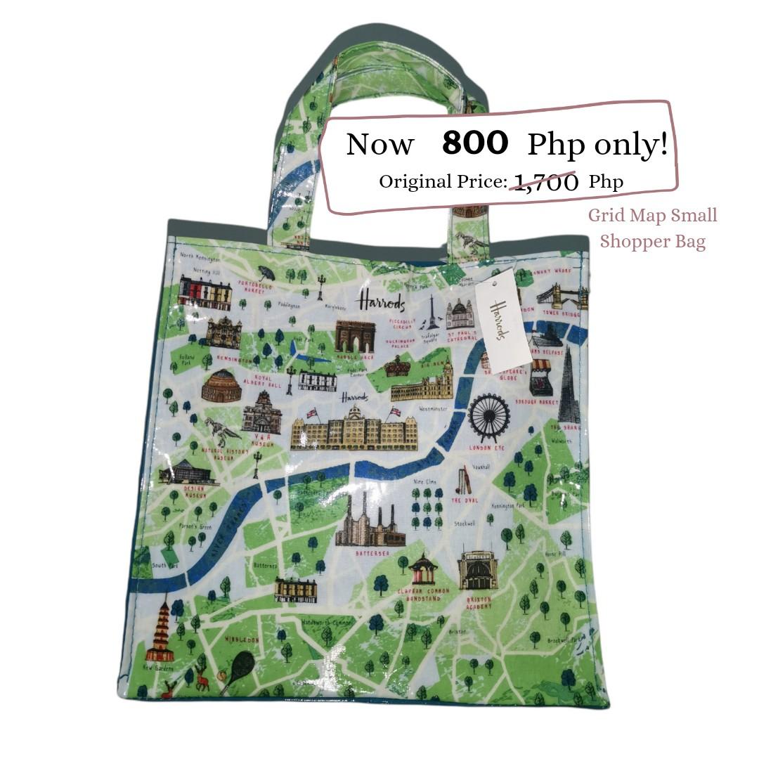 Harrods Original Grid Map Small Shopper Tote Bag, Women's Fashion, Bags ...