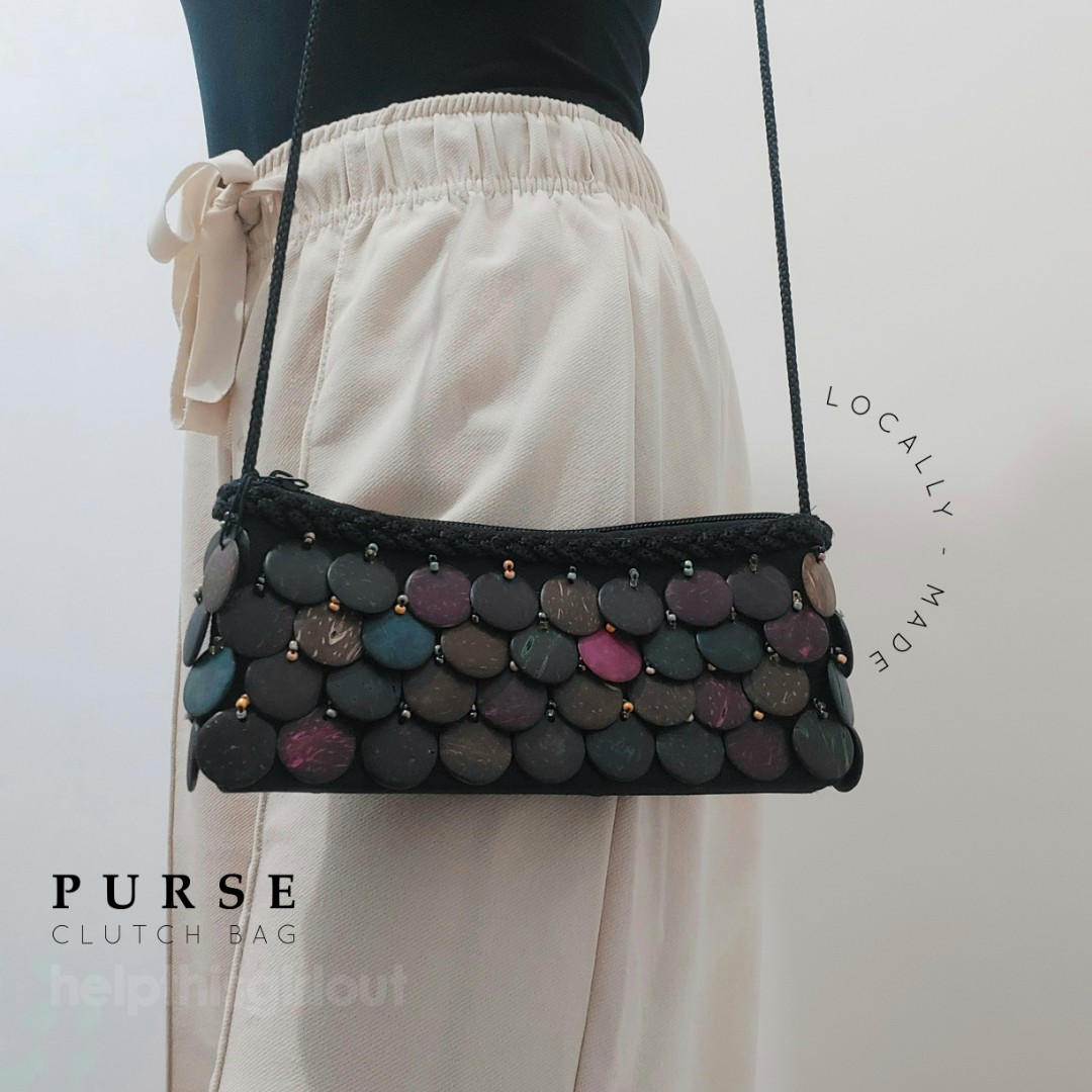 Native Locally-made Black with Multicolored Design Purse / Clutch Sling ...