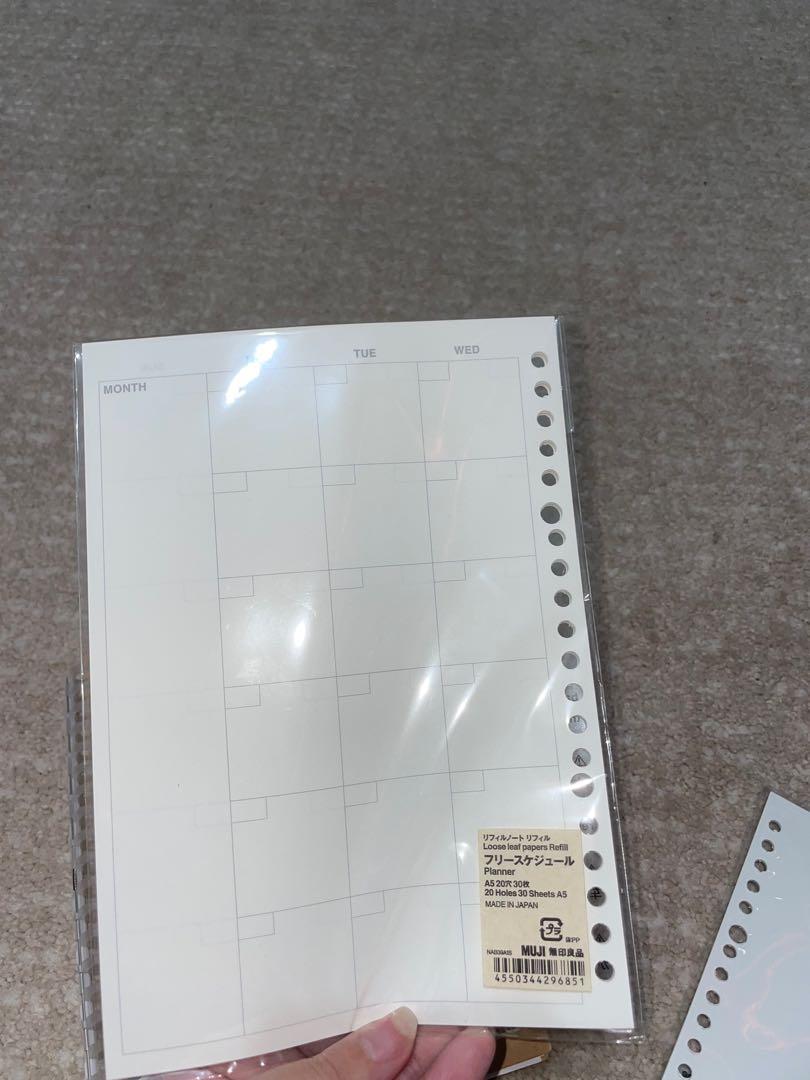 OFFICIAL muji hard cover and loose leaf papers (blank and monthly ...