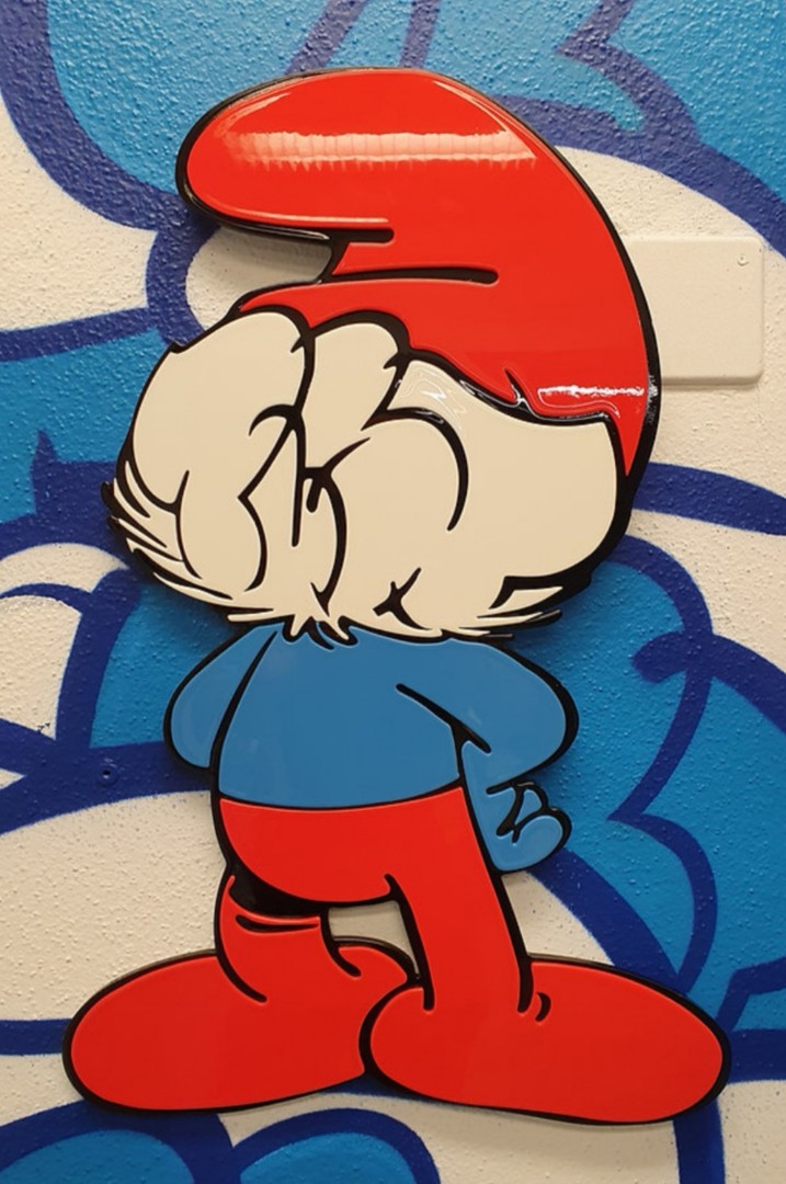 "Papa face" 藍精靈 爸爸 limited laser cut, 興趣及遊戲, 手作＆自家設計, 文具及工藝 - 畫作及印刷品 ...