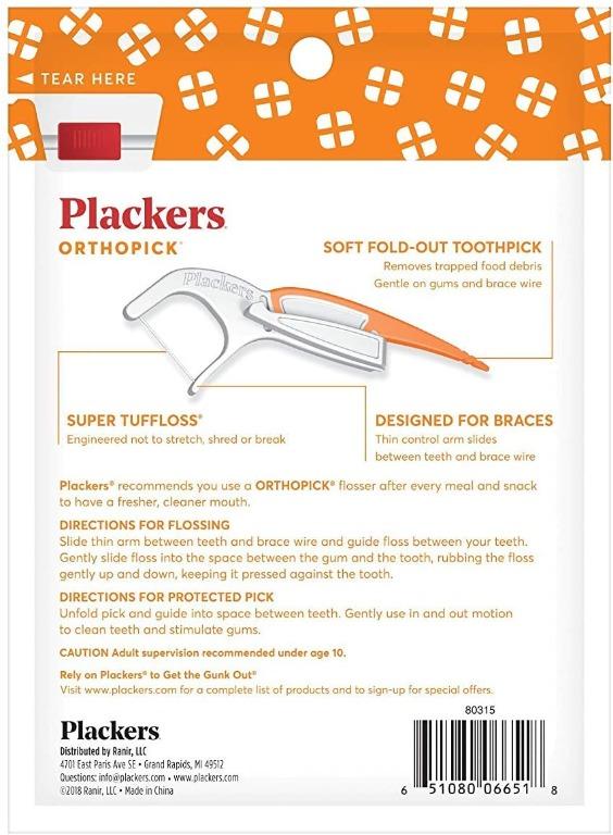Plackers Orthopick Dental Floss Picks for Braces, 36 Count (Pack of 4 ...