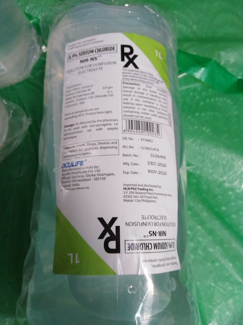 PNSS for IV. INFUSION SODIUM CHLORIDE, Health & Nutrition, Assistive ...