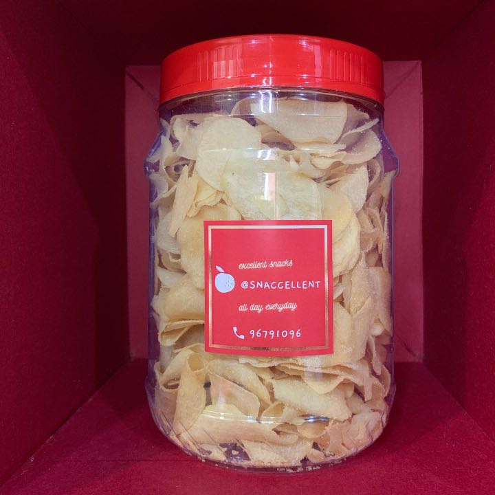 Salted Egg Chiku Chips: CNY Cookies, Food & Drinks, Homemade Bakes on Carousell