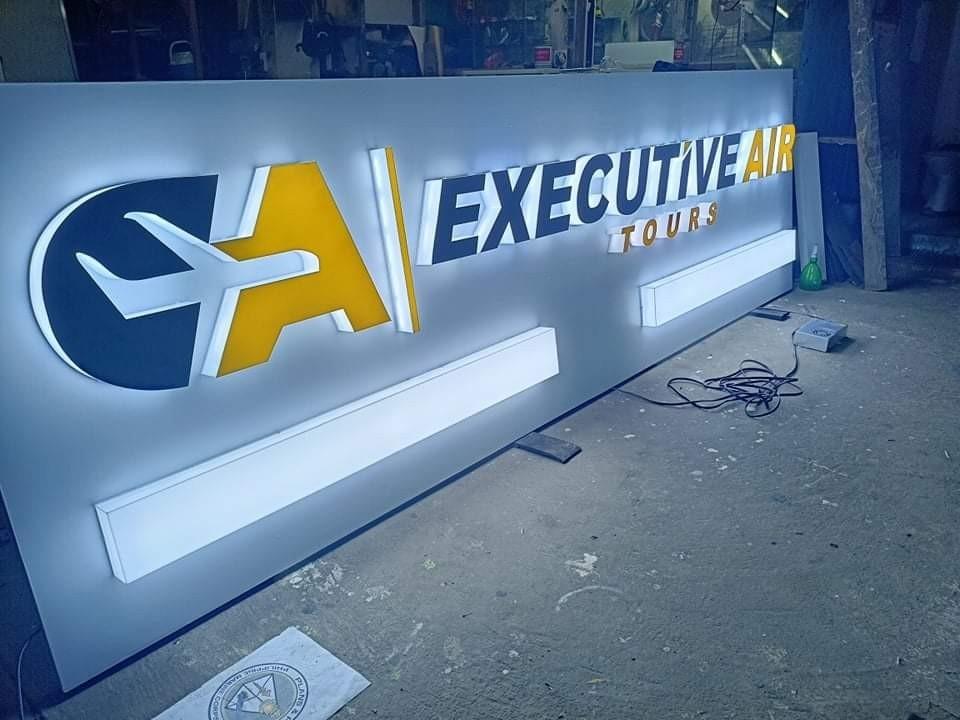 Signage acrylic/stainless/build-up/brass, Furniture & Home Living ...