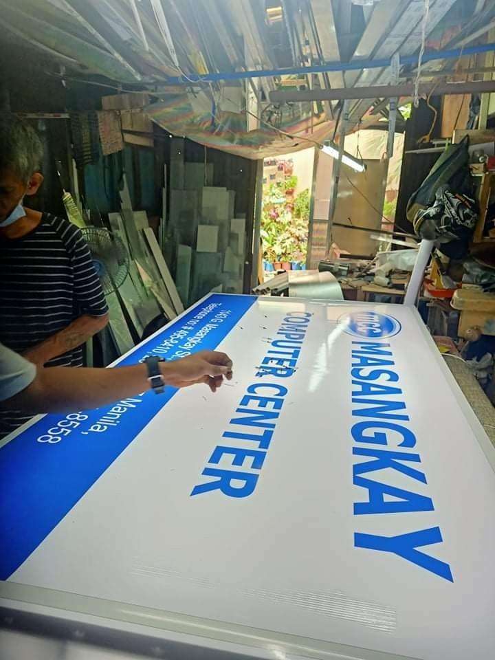 Signage acrylic/stainless/build-up/brass, Furniture & Home Living ...