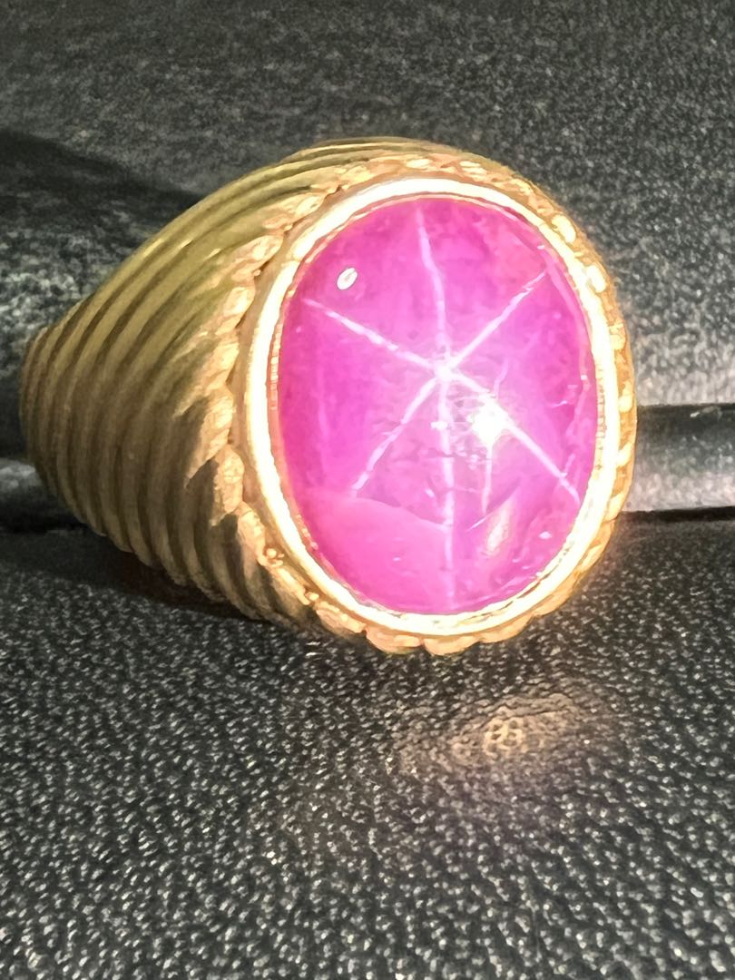 Star Ruby 18K gold suasa ring, Women's Fashion, Jewelry & Organisers ...