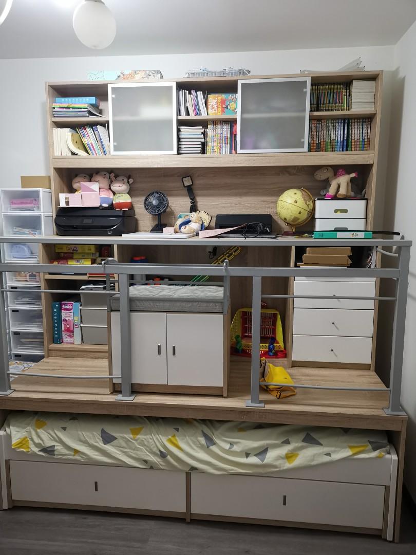 Study Table Set with Pull out Bed, Furniture & Home Living, Furniture ...