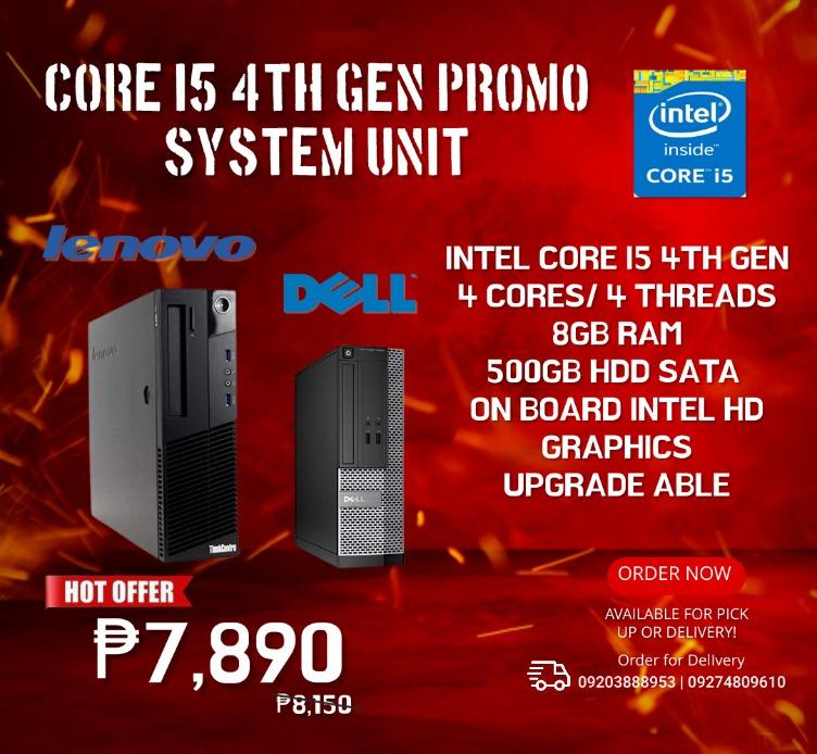 SYSTEM UNIT SALE I5 4TH GEN 8GB RAM| 500GB STORAGE UNIT, Computers ...