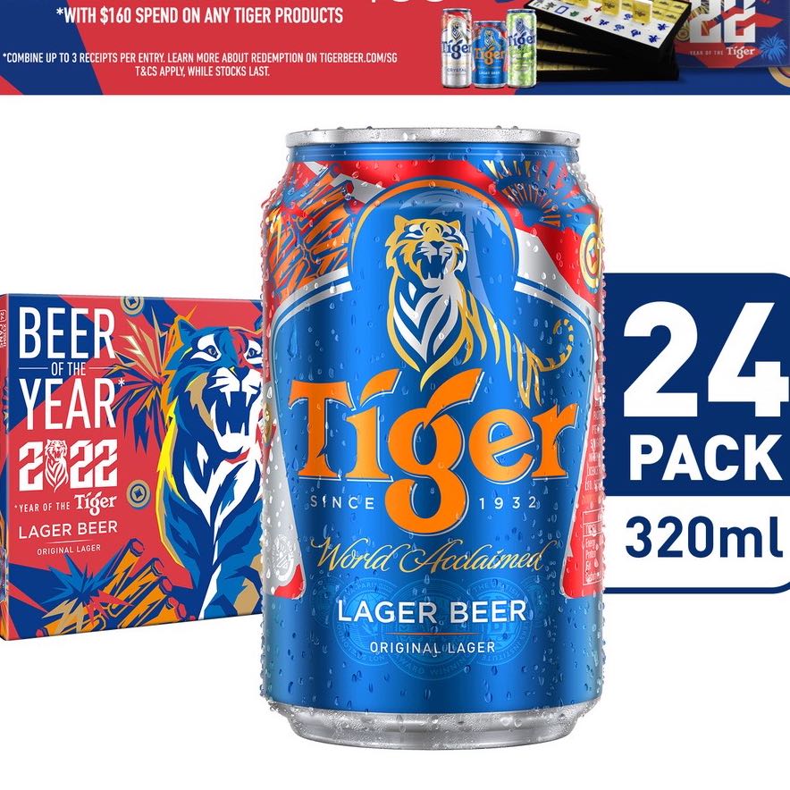 Tiger Beer Carton 320ml [Bundle of 24], Food & Drinks, Alcoholic ...