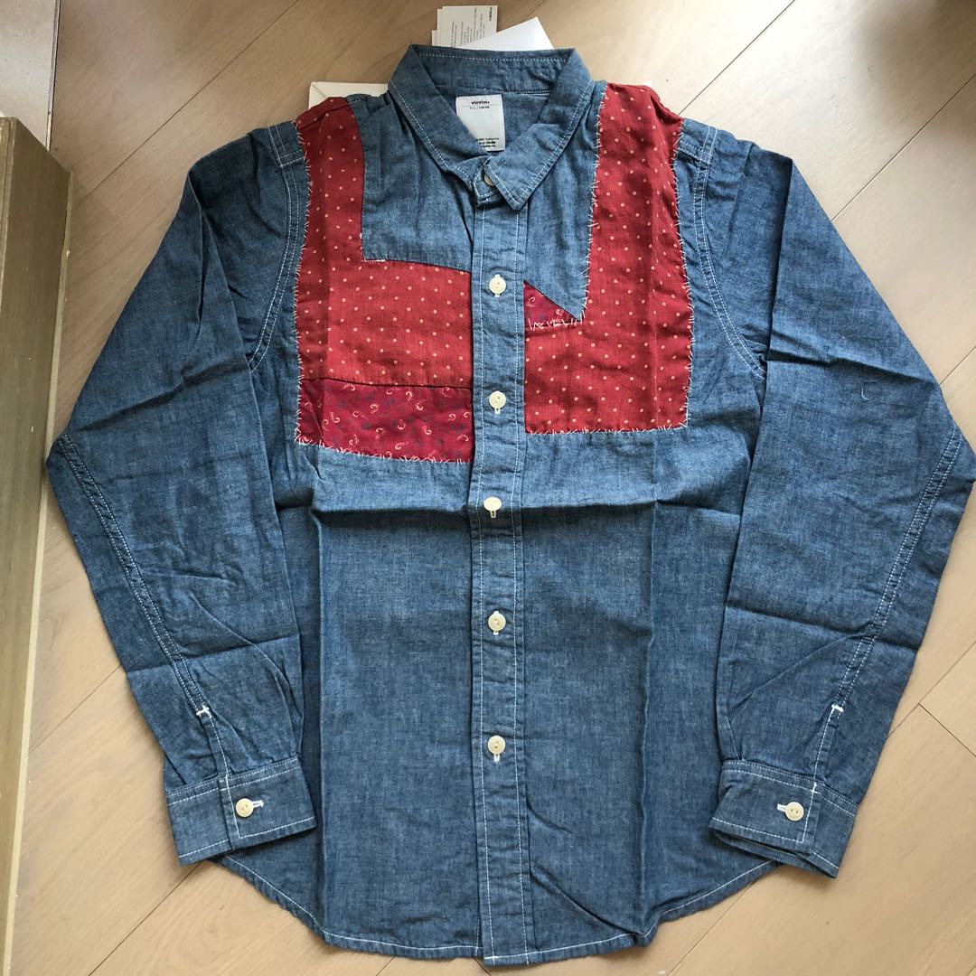 全新 Visvim Ganger Shirt Blue 1, 名牌, 服裝 - Carousell