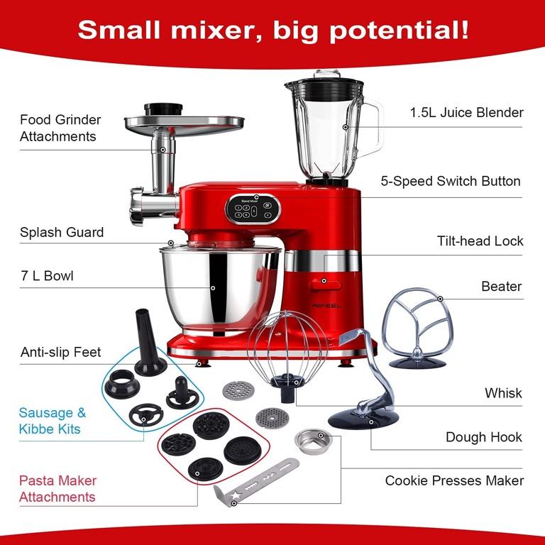 Aifeel Stand Mixer 7L 1000W , 8 in 1 Multifunctional Kitchen Mixer with Meat Grinder, Blender ...