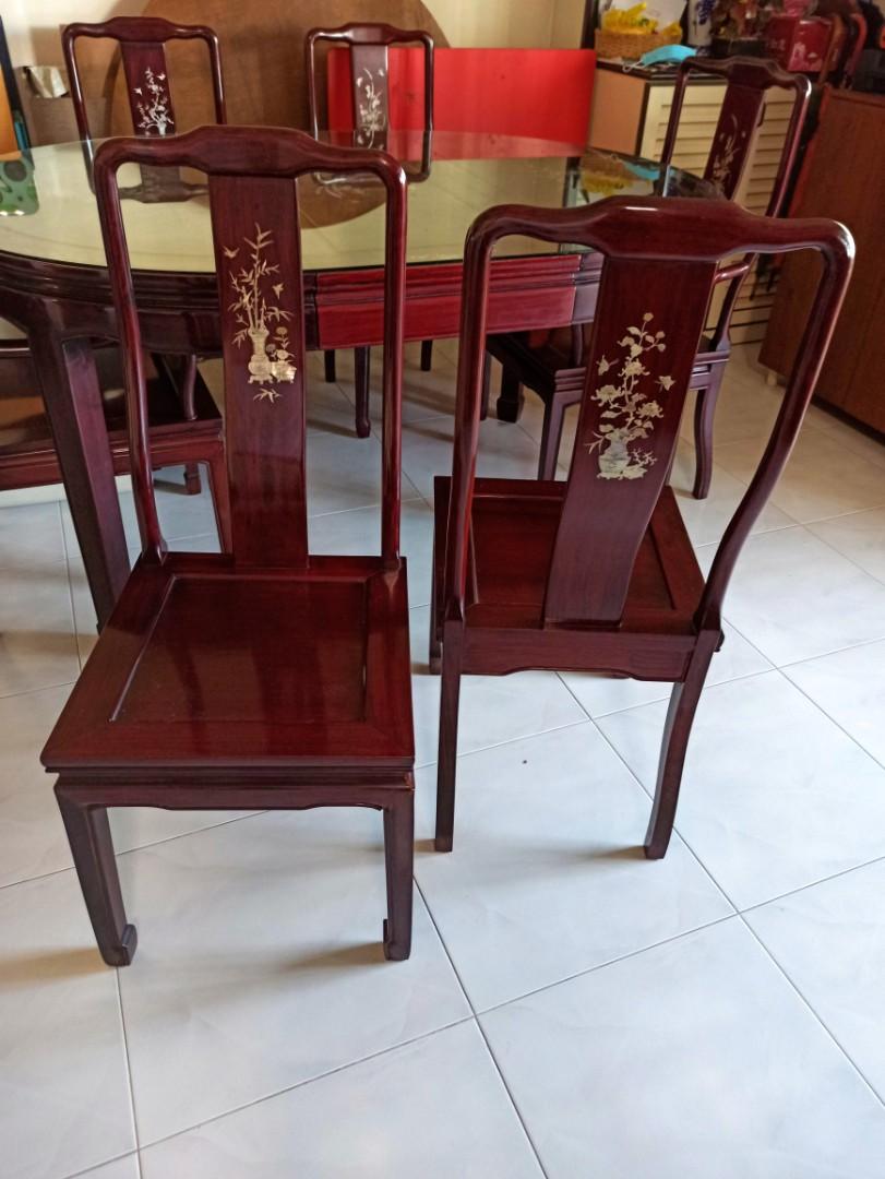 Antique wooden dining table set with beautiful engravings, Furniture ...