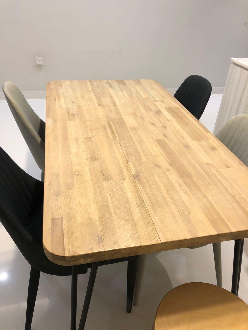 Castlery Acacia wood dining table, Furniture & Home Living, Furniture ...