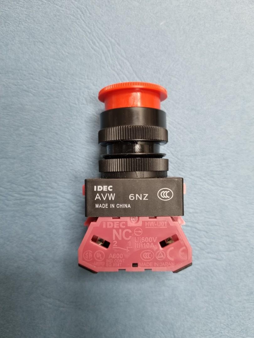 Idec Emergency Stop Push Button, AVW301-R, Panel Mount, 22mm Cutout, NC ...