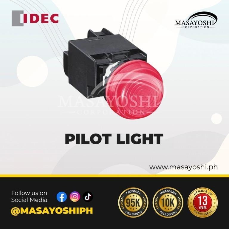 IDEC Pilot Light(LED), 22mm, Dome Transformer Type 115/120VAC, Red ...