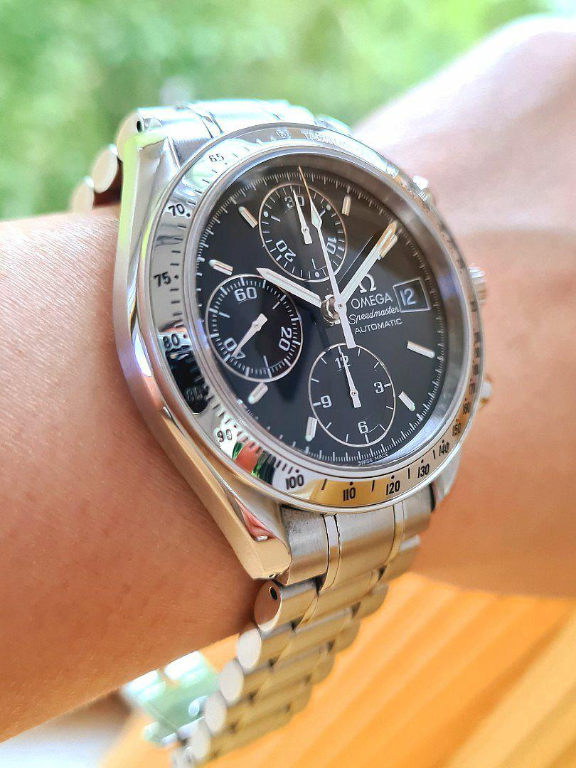 Omega Speedmaster Automatic Black Chronograph Dial Date Steel 39mm ...
