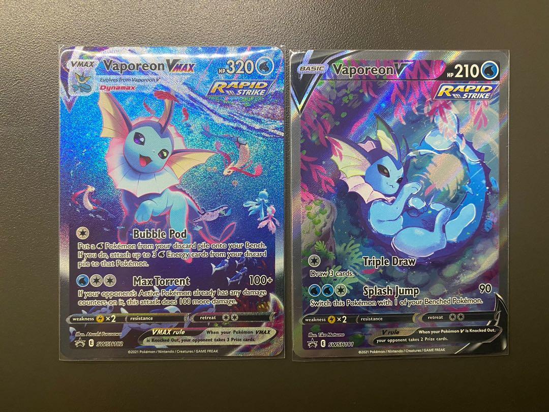 Pokemon TCG Vaporeon Vmax V alternate art premium collection, Hobbies ...