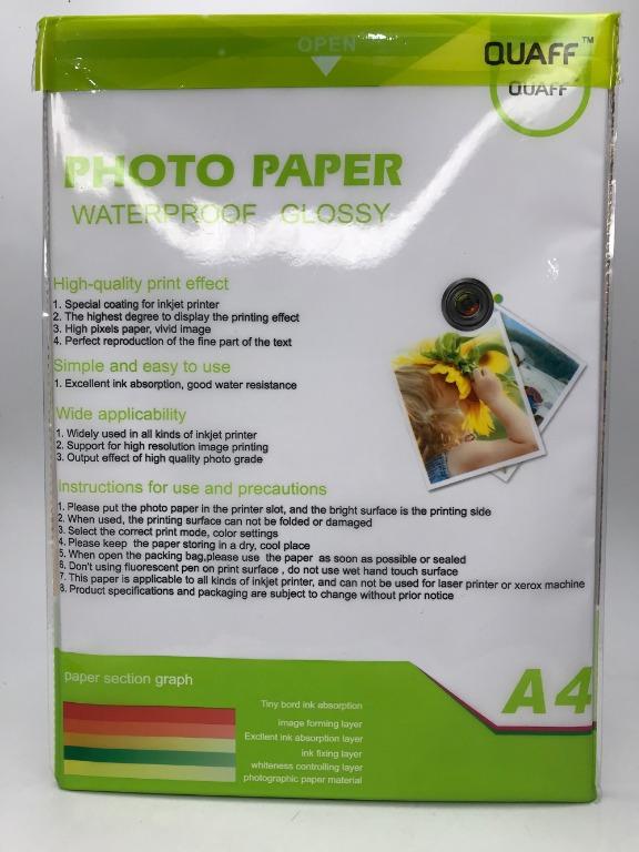 QUAFF Photo Paper A4 230GSM (20 sheets-1-PACK), No Back Print Glossy ...