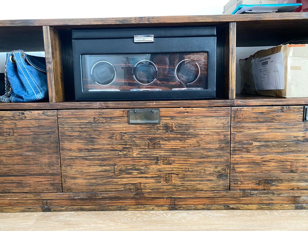 Solid wood + bamboo TV console, Furniture & Home Living, Furniture, TV ...