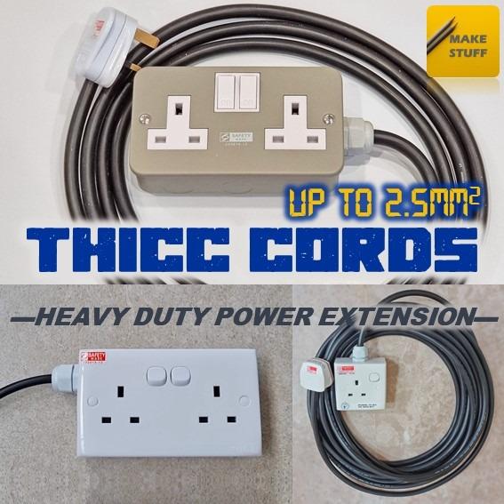 THICC CORDS Power Extension, Custom Length Heavy Duty High Power ...