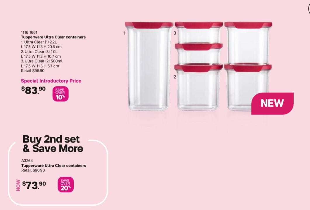 Tupperware Ultra Clear Containers (6), Furniture & Home Living ...